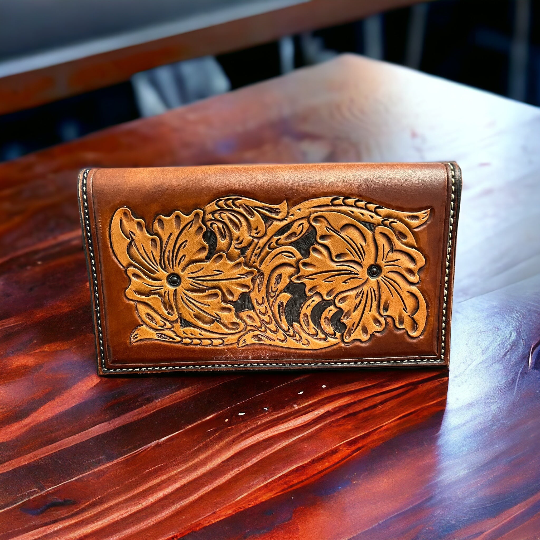Hand Tooled Check Book Cover – Finca Palomita